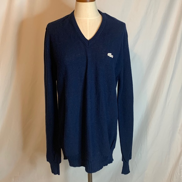 Lacoste Sweaters Vintage Lacoste Haymaker V Neck Sweater Blue Mens 46 Poshmark